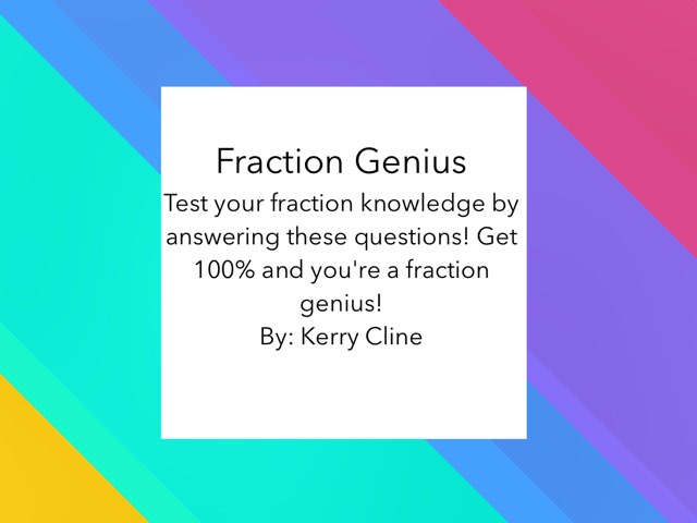 Fraction Genius Free Activities online for kids in 1st grade by Kerry ...