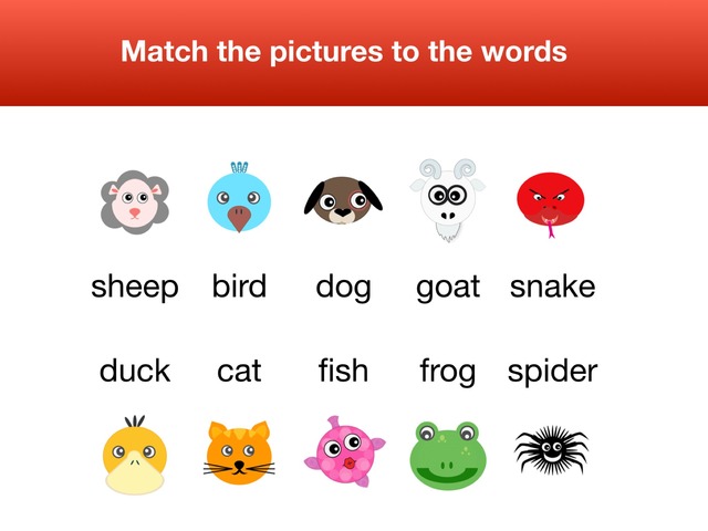 Match pictures to the words Animals Free Games online for kids in ...