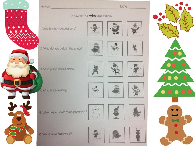 Answering Christmas "who" Questions Free Games online for kids in ...
