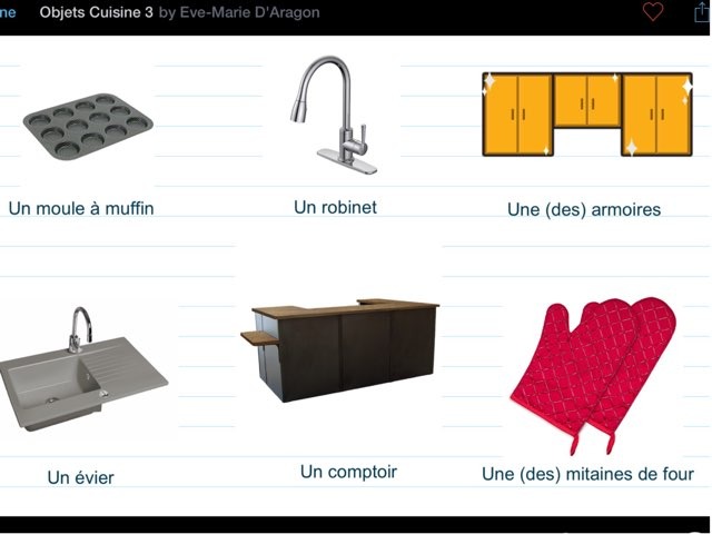 Objets De La Cuisine 3 Free Activities online for kids in 1st grade by ...