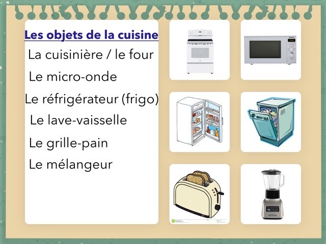 Les Objets De La Cuisine 1 Free Games online for kids in Pre-K by Eve ...