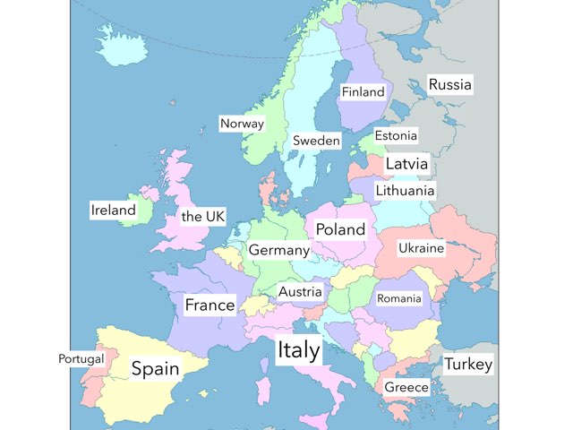 Map Of Europe Countries For Kids