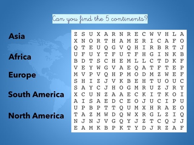 Continent Word search Free Activities online for kids in 2nd grade by ...